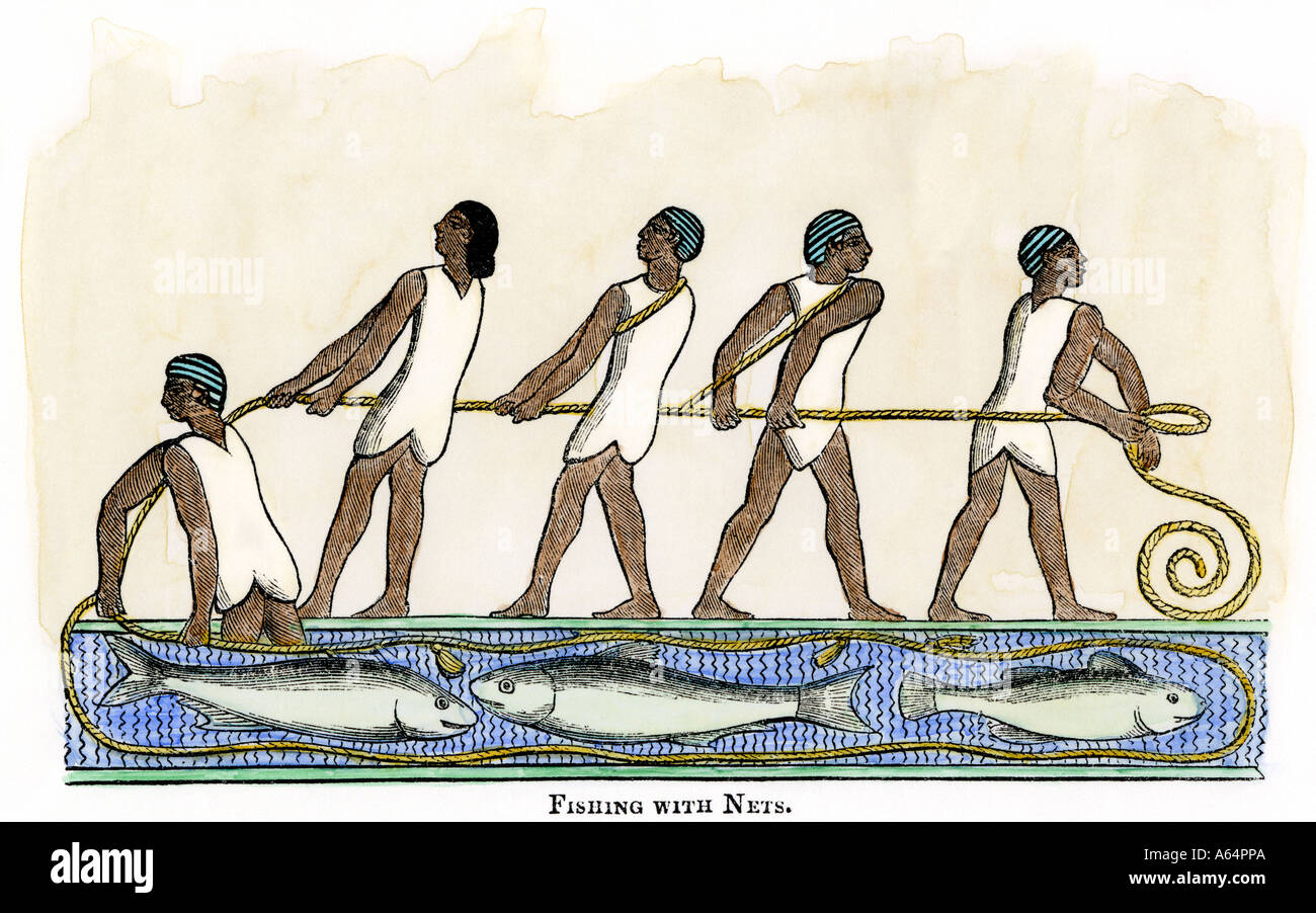 Fishing with nets in ancient Egypt Stock Photo, Royalty Free Image ...