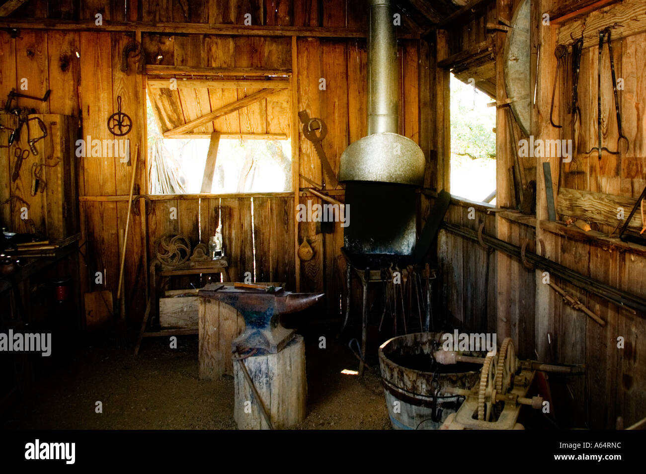 Interior of Replica (sample?)of a frontier home at the LBJ Ranch in ...