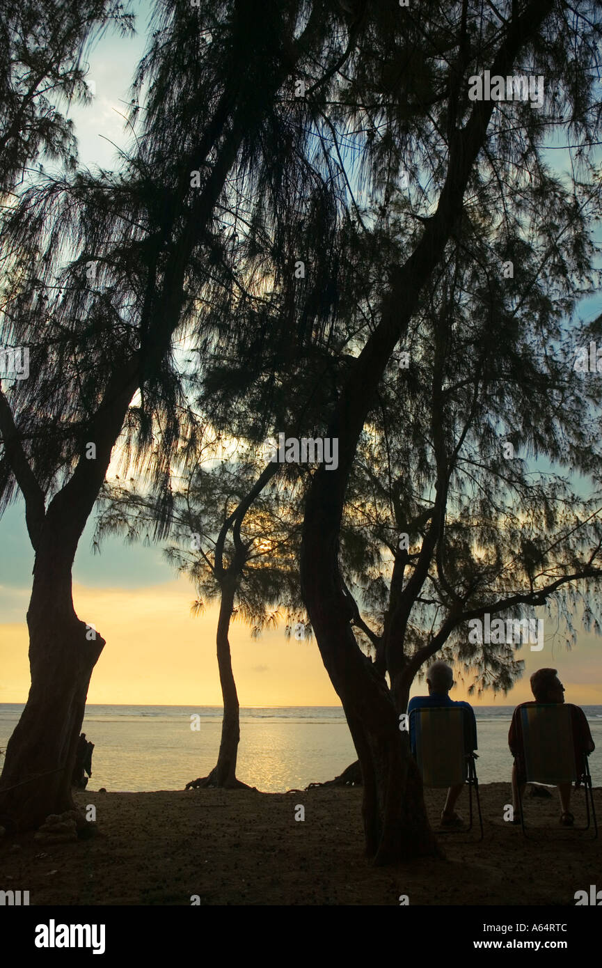 Sunset on lagoon - Reunion island Stock Photo - Alamy