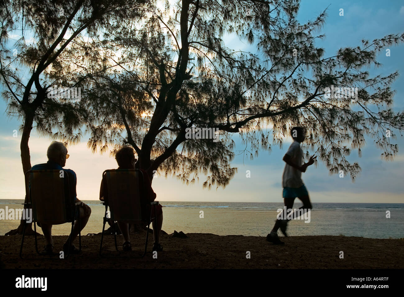 Sunset on lagoon - Reunion island Stock Photo - Alamy