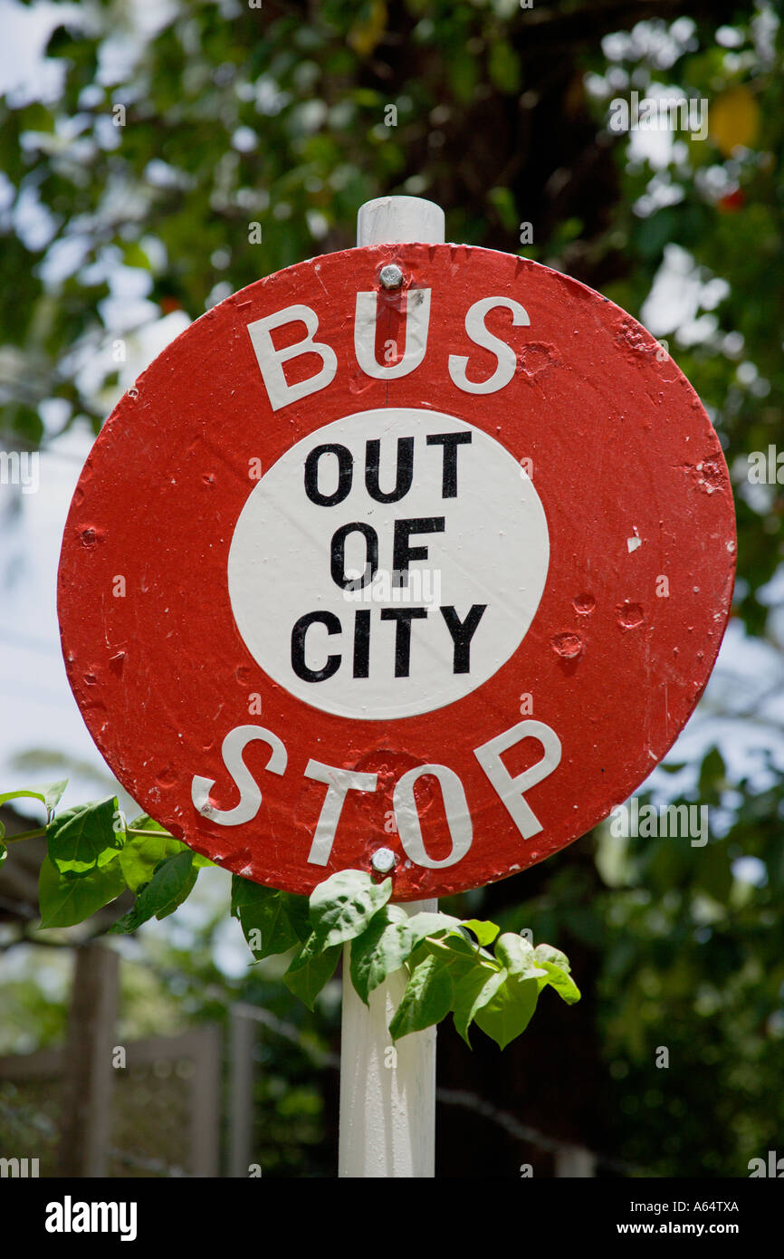 WEST INDIES Caribbean Barbados St Peter Parish Bus stop sign for buses ...
