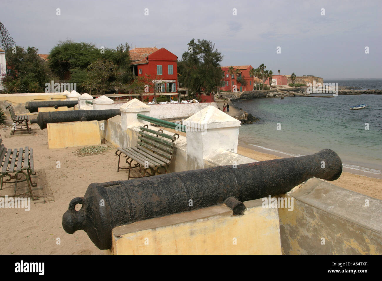 Senegal Isle de Goree the harbour beach and cannons Stock Photo - Alamy