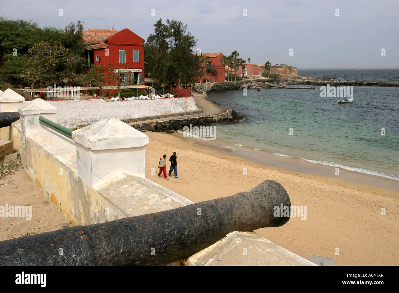 Senegal Isle de Goree the harbour beach and cannons Stock Photo - Alamy