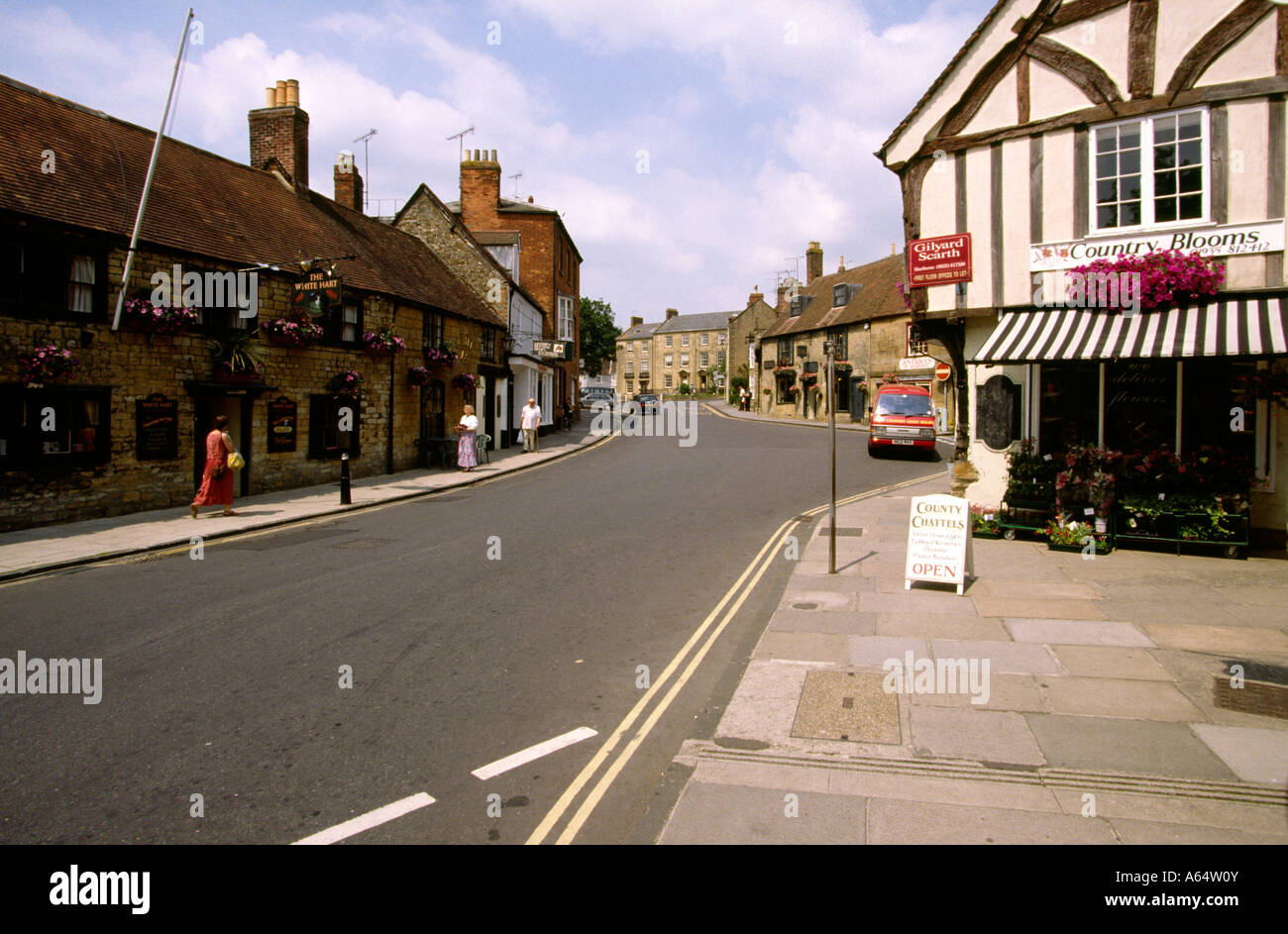UK Dorset Sherborne shops and houses in the High Street Stock Photo - Alamy