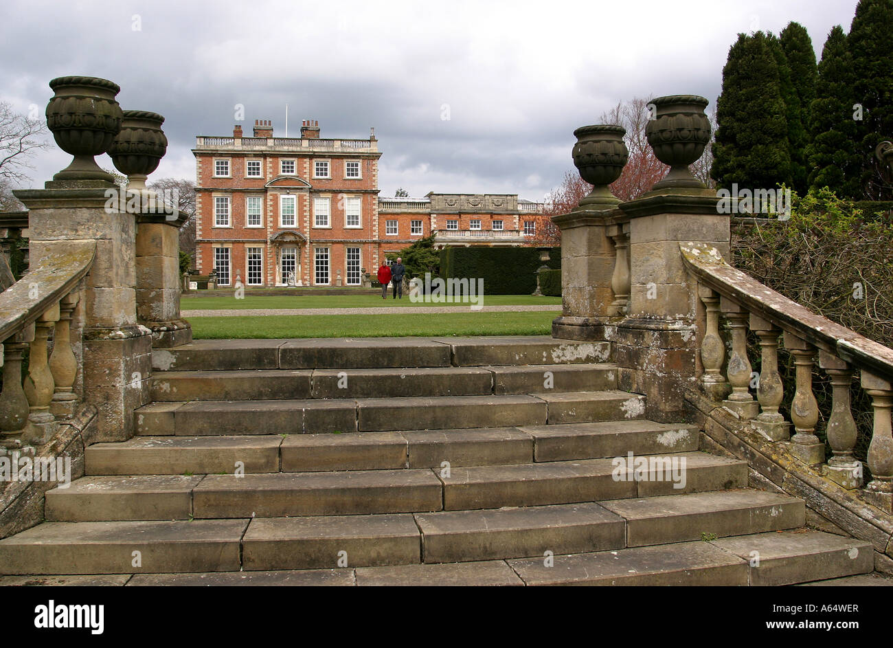 UK Yorkshire Ripon Newby Hall from statue walk steps Stock Photo - Alamy