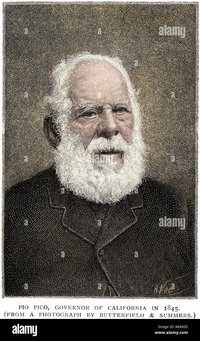 Pio Pico governor of California in 1845. Hand-colored woodcut Stock ...