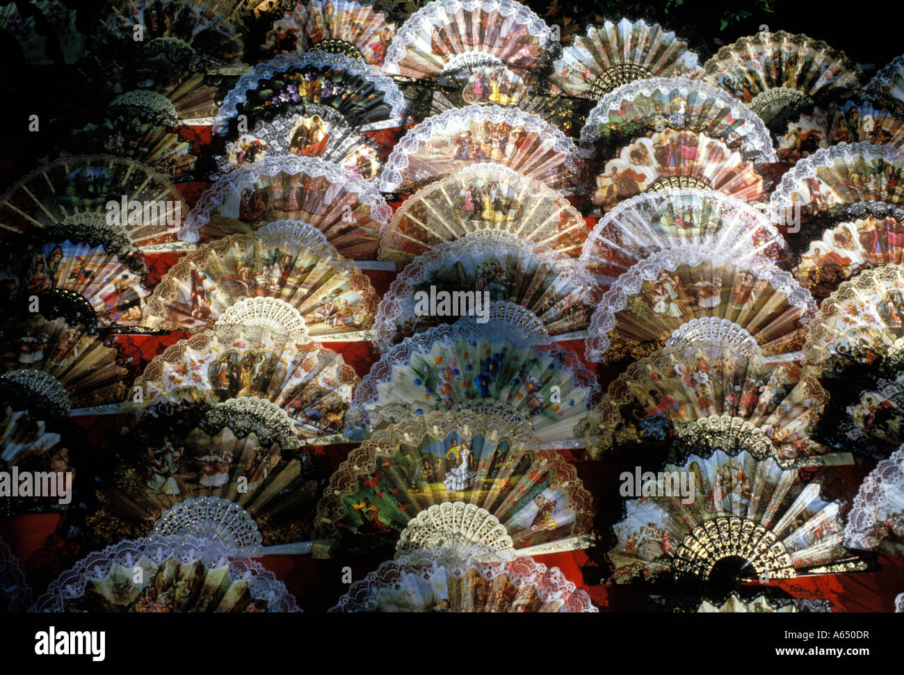 A display of fans for sale in Madrid Stock Photo - Alamy