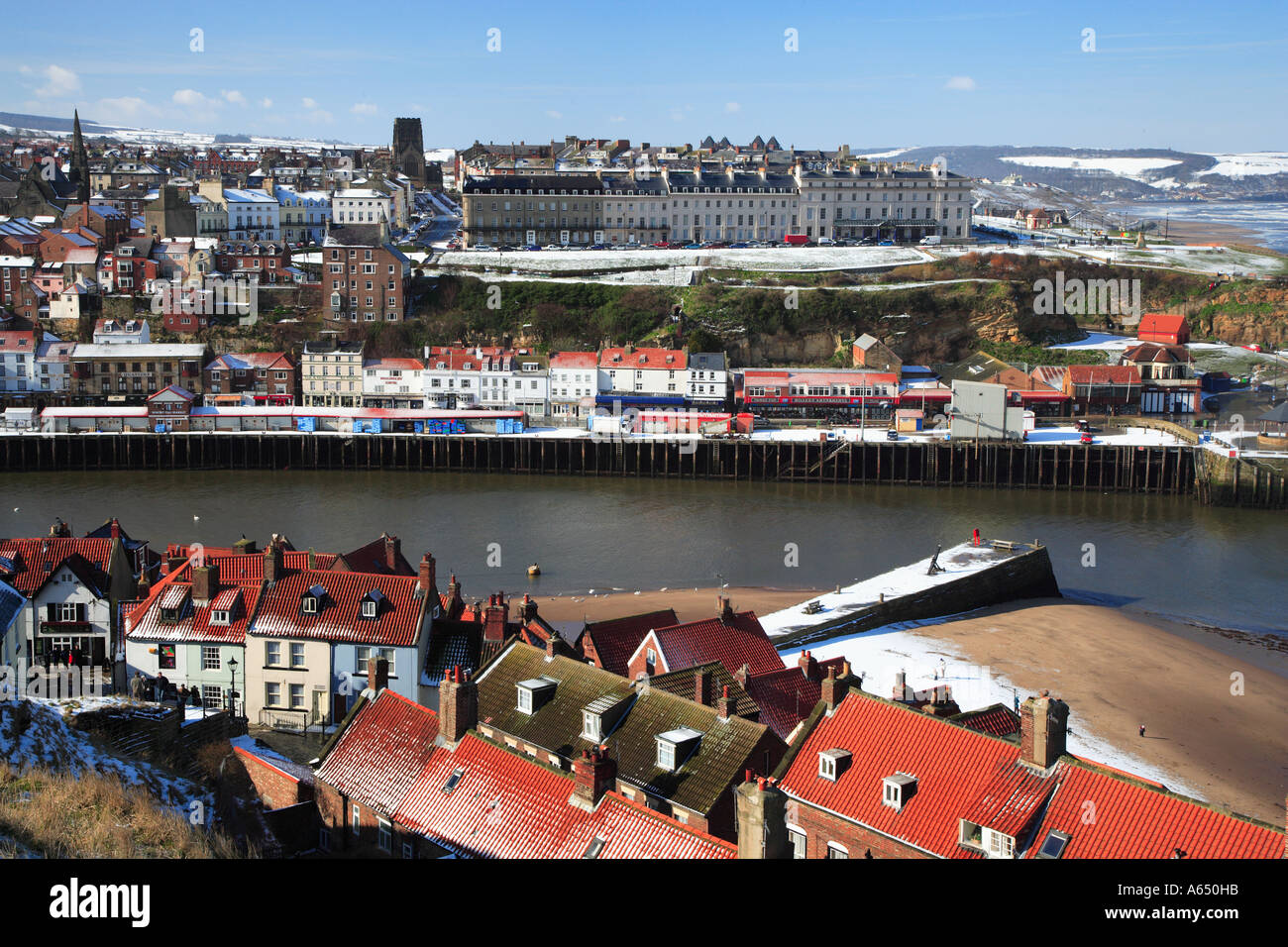 Whitby West Cliff from East Cliff North Yorkshire Coast England Stock ...