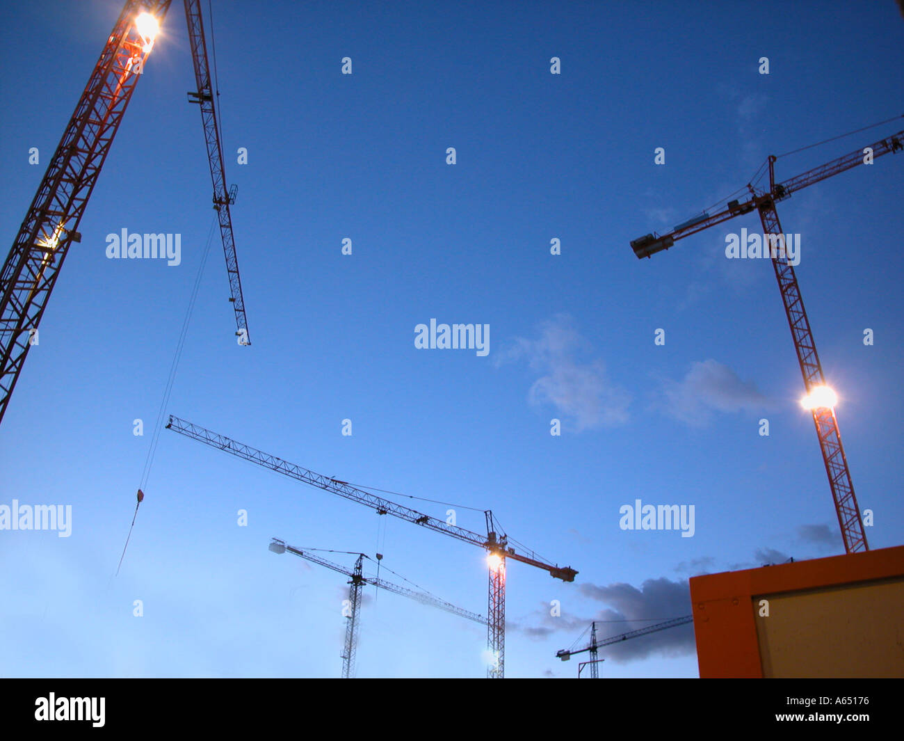 Industry industrial CRANES ON CONSTRUCTION SITE Stock Photo - Alamy