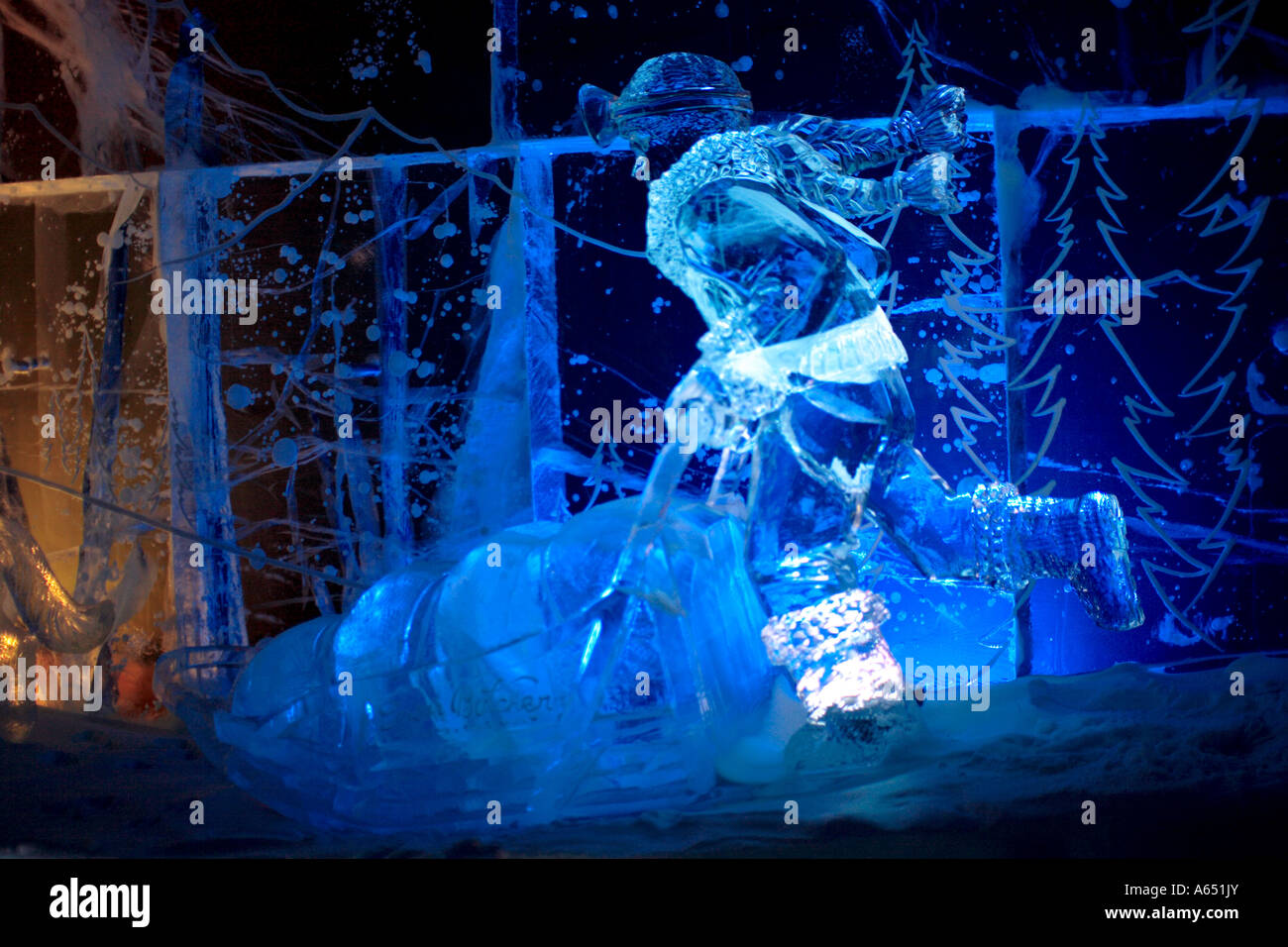 An ice sculpture in memory of musher Susan Butcher at the 2007 World ...