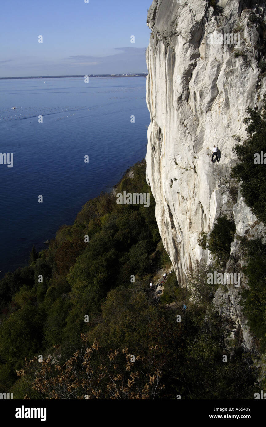 Rock climbing in Costiera near Trieste, Italy Stock Photo - Alamy