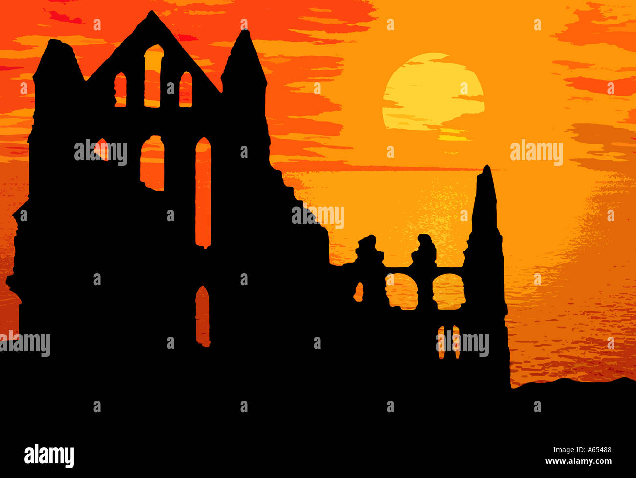 Whitby silhouette abbey ruin hi-res stock photography and images - Alamy