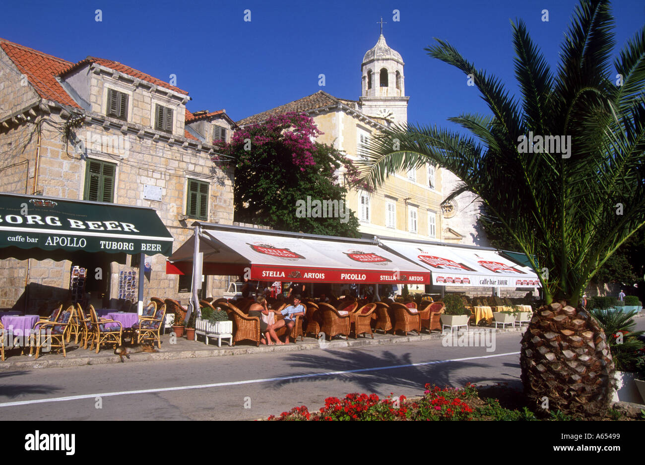 Cavtat Croatia cafe bar scene Stock Photo - Alamy