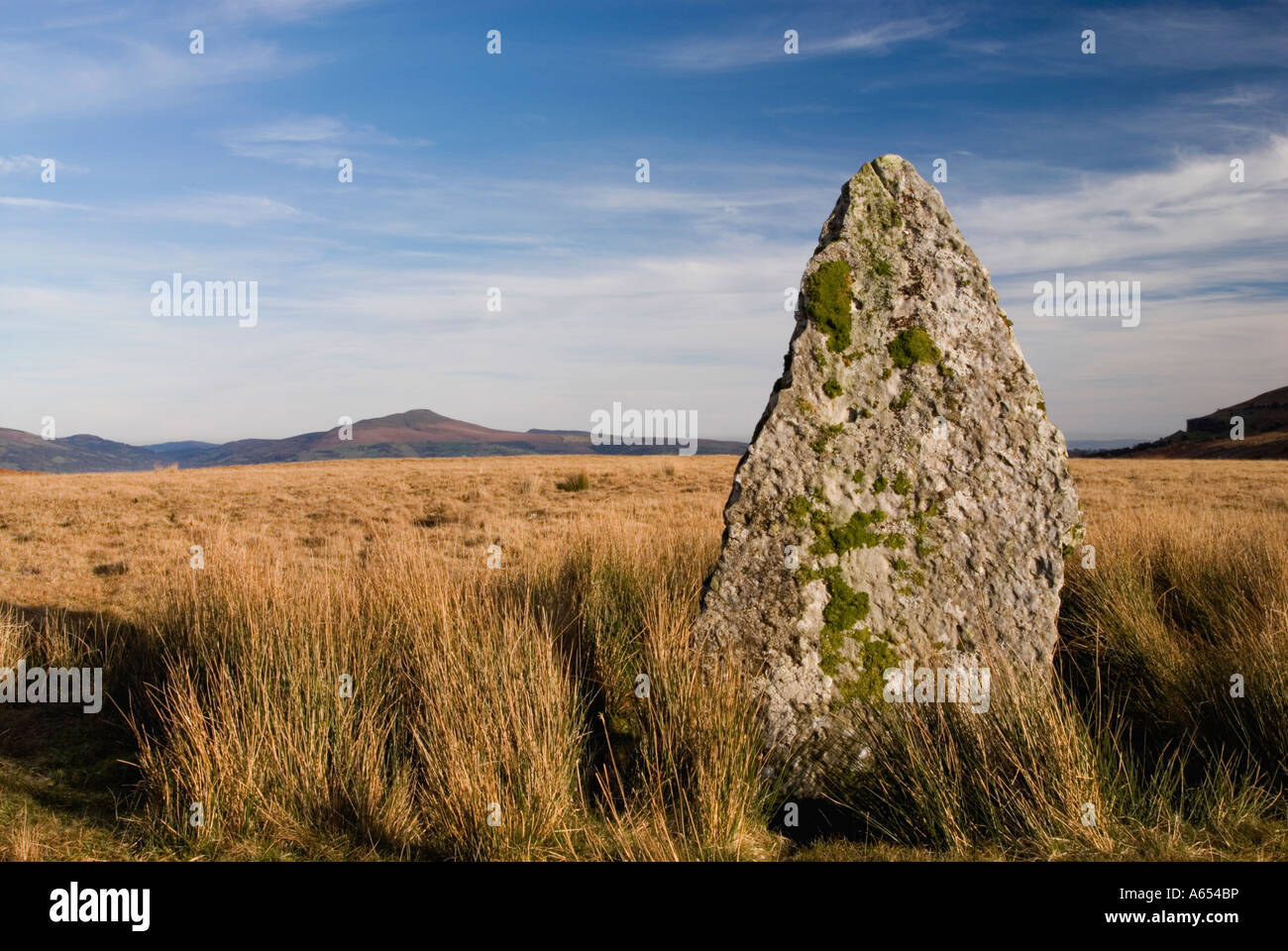 Standing Stone on Llangynidr Moors, Brecon Beacons National Park, Wales ...