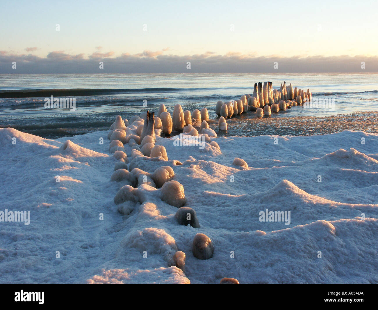 Snow on the beach Stock Photo - Alamy