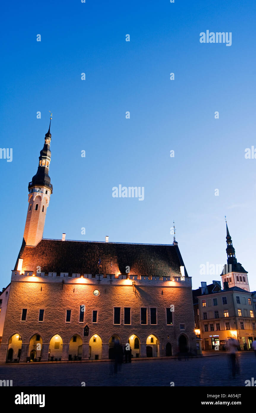The 14th Century Gothic Town Hall lit up at night Located in the Unesco ...