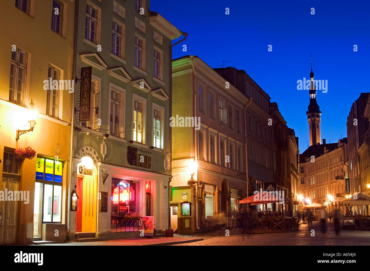 Town Houses lit up at night Located in the Unesco World Heritage Old ...