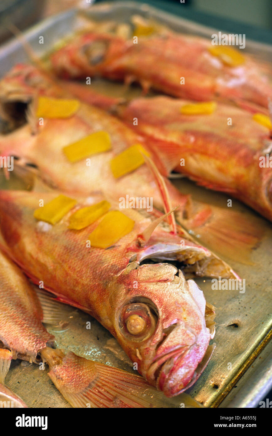 Ching jing yew whole steamed fish typical of Cantonese cuisine in a ...