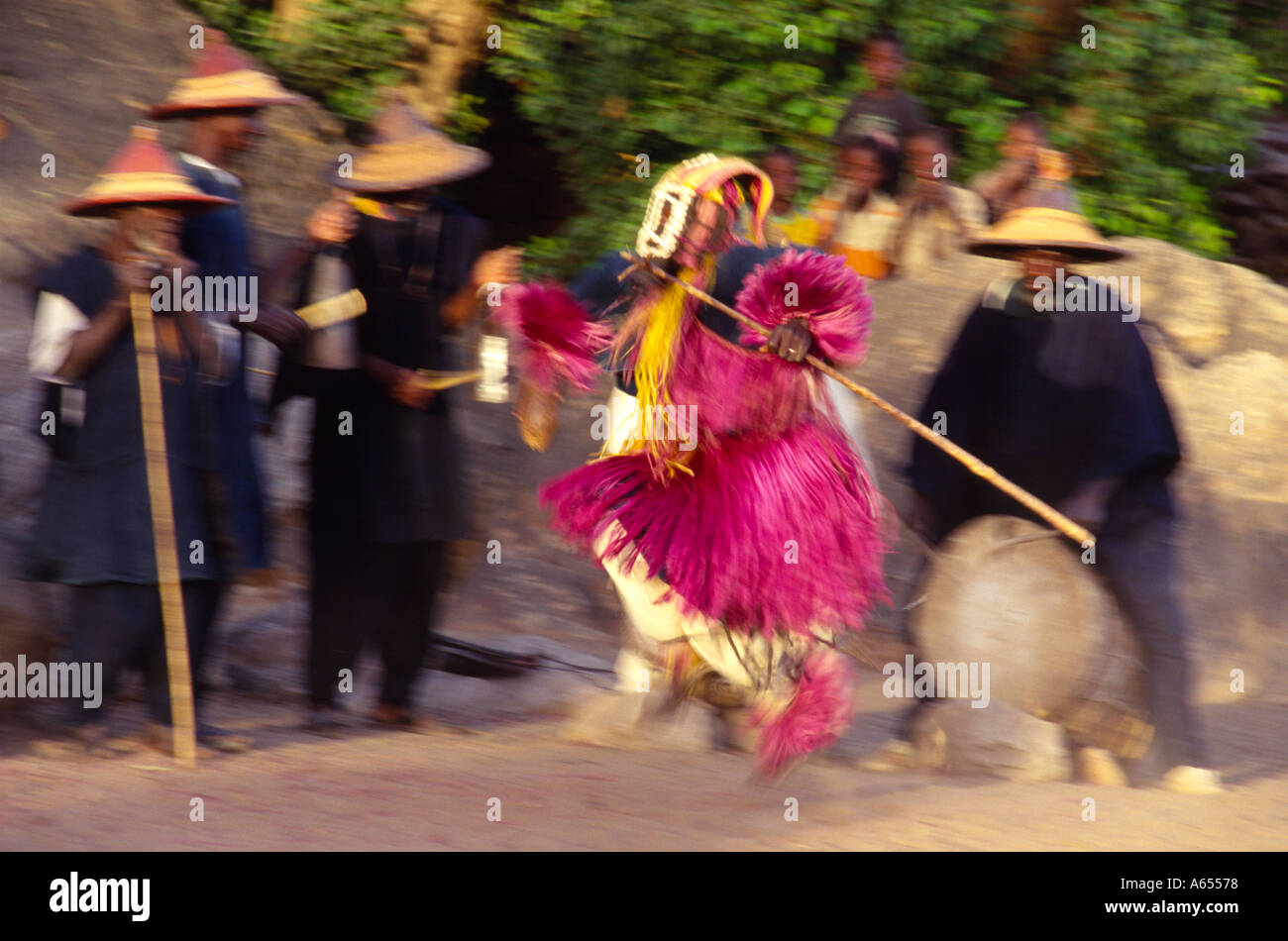Dogon dancer performing funeral dance Dogon Country Mali Stock Photo ...