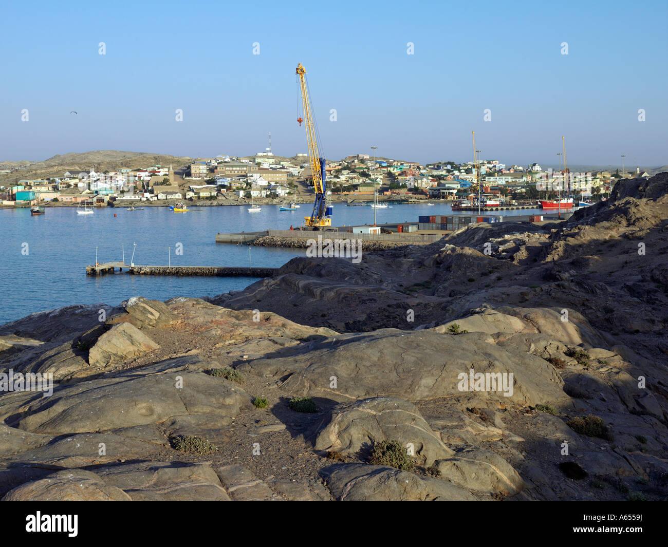 A view of Luderitz and its sheltered harbour Stock Photo - Alamy