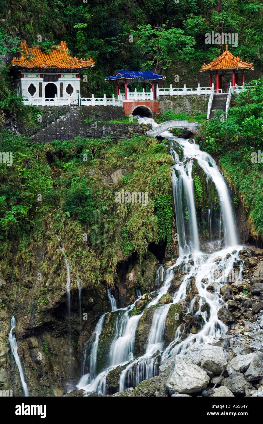 Taroko Gorge National Park waterfall at Changshun Tzu Water Temple ...