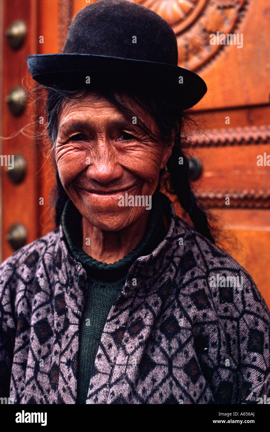 An indigenous woman in local attire on the streets of Arequipa Peru ...