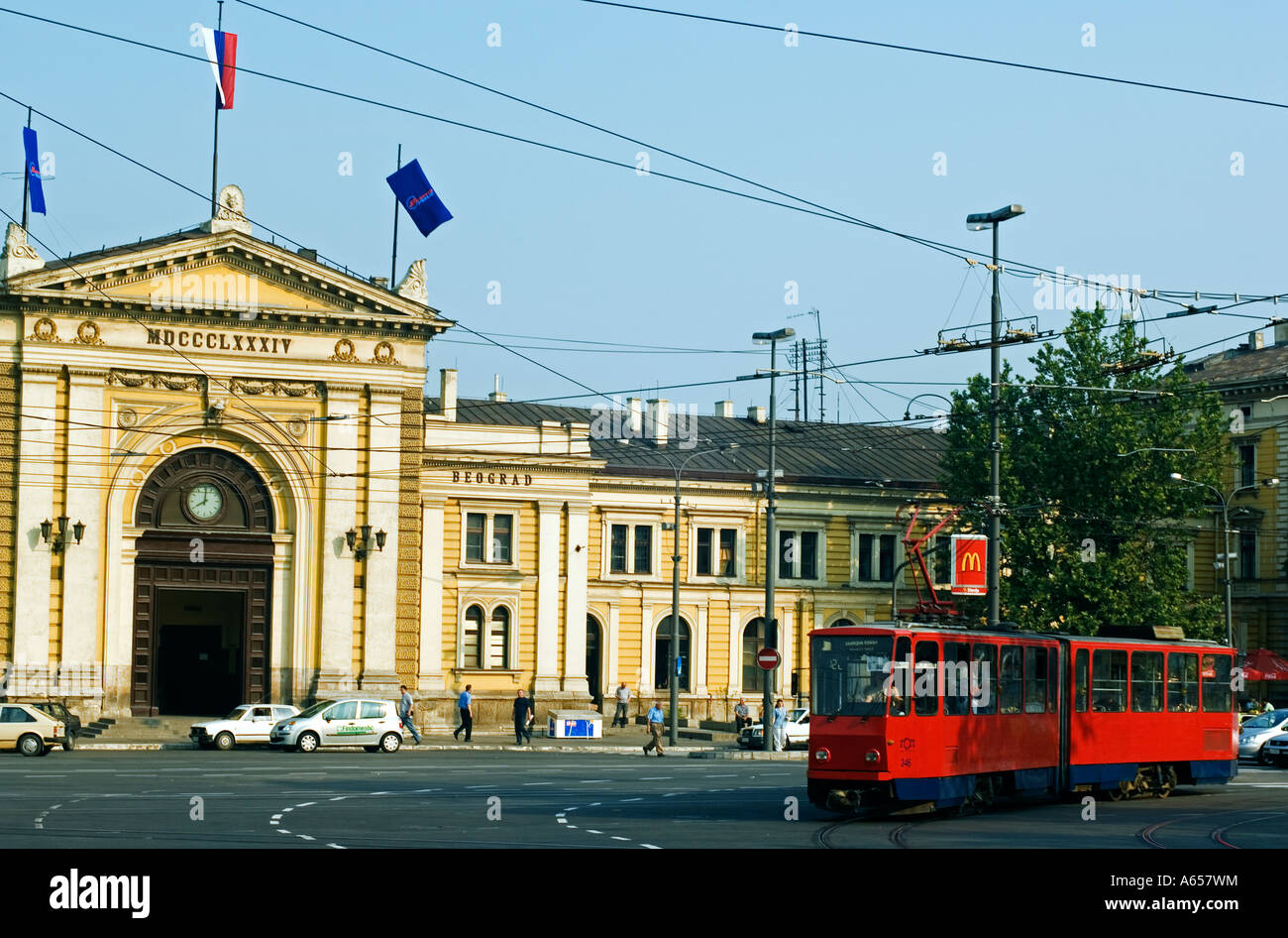 The Balkans Serbia Belgrade Train Station and Tram Stock Photo - Alamy