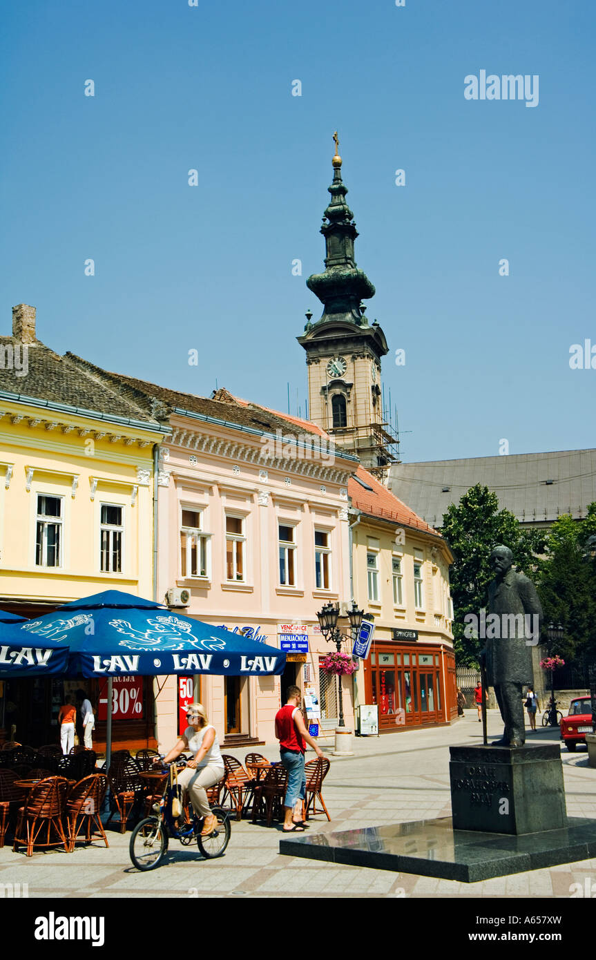 Novi Sad Town Square Outdoor Cafe and Orthodox Church Stock Photo - Alamy