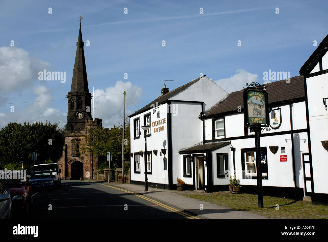 St. Wilfrid's Parish Church and Lychgate Tavern, Standish, near Wigan ...