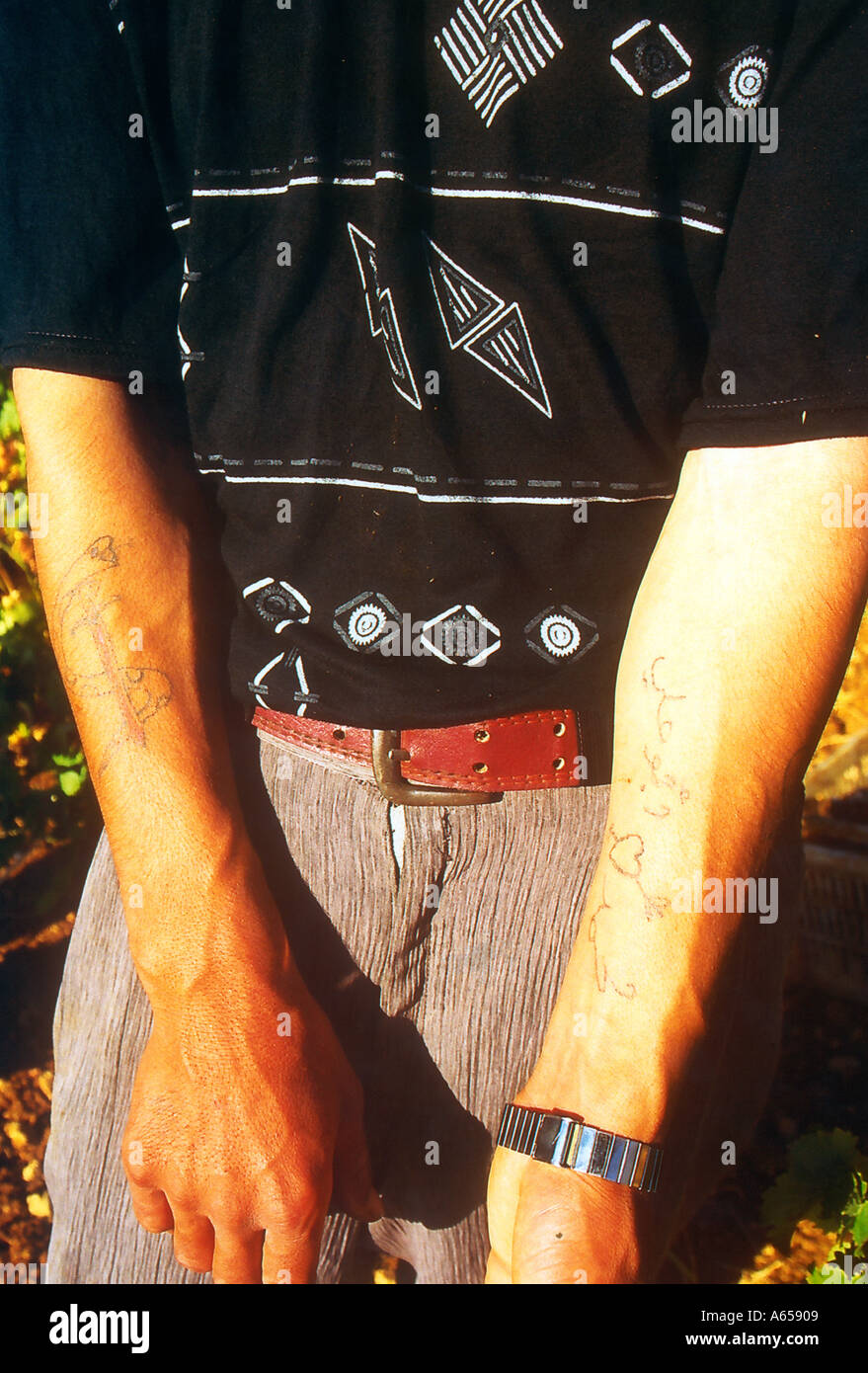 tribesman tattoo on his arms Stock Photo - Alamy