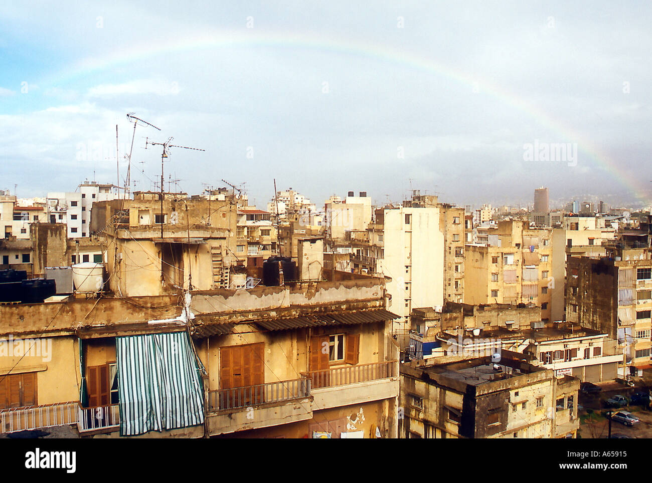 rainbow over beirut suburbs lebanon Stock Photo - Alamy