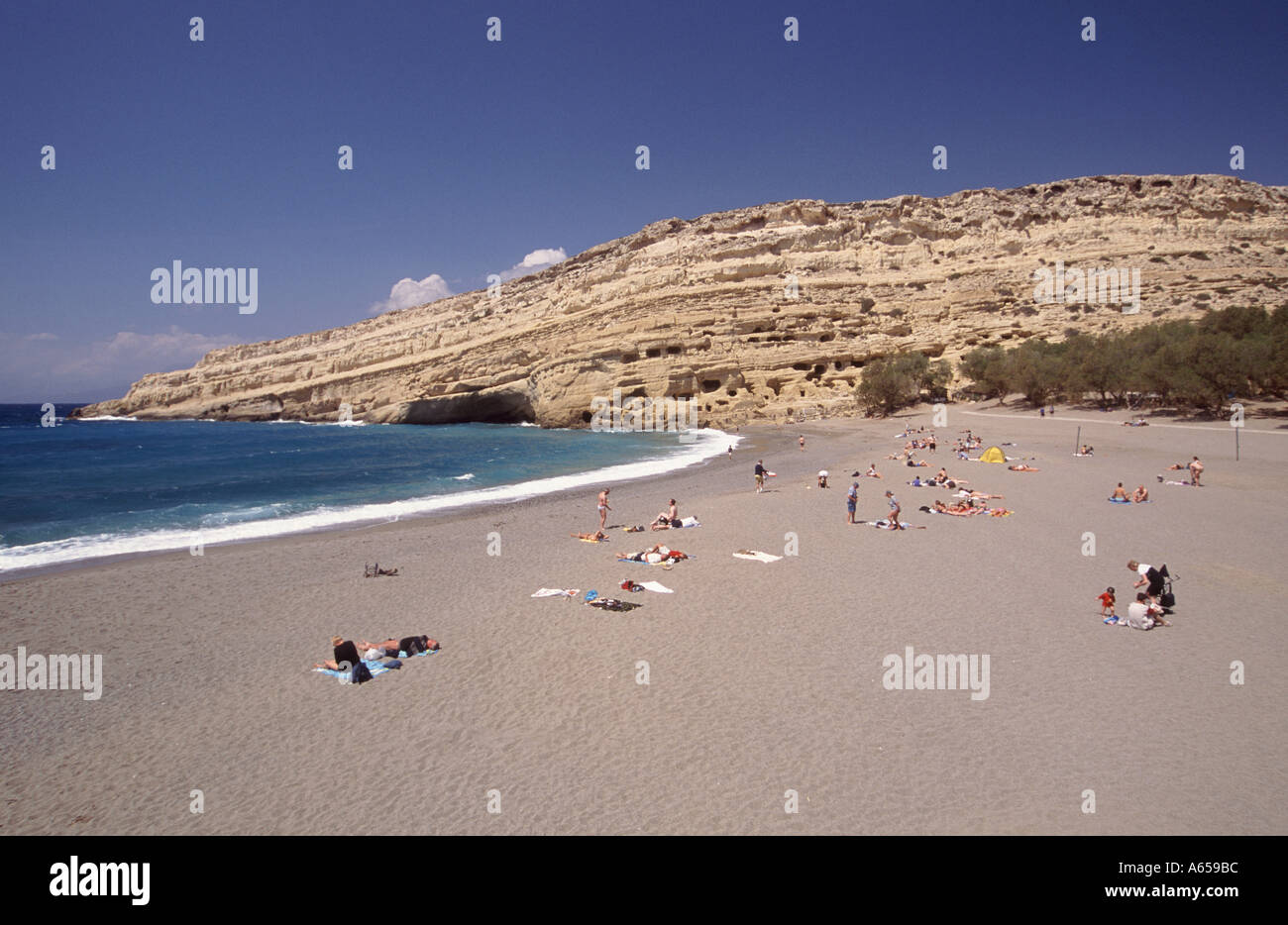 Matala Beach on Crete Greece Stock Photo - Alamy