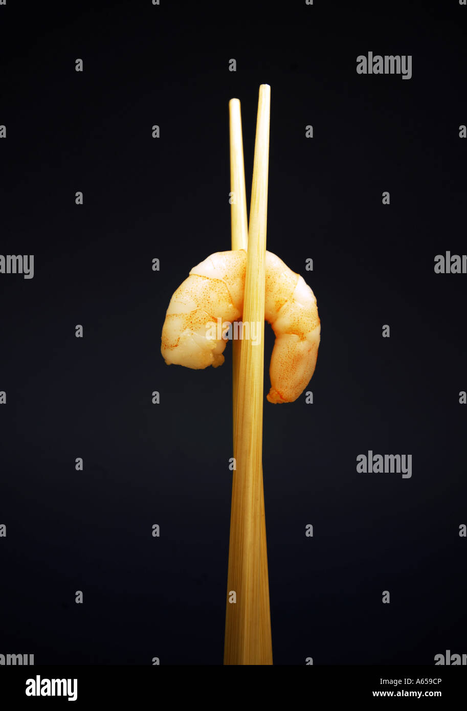 Cooked Prawn and Chop Sticks Stock Photo - Alamy