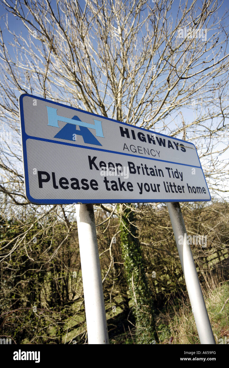 Roadside Highways Agency Sign Keep Britain Tidy Please Take Your Litter ...