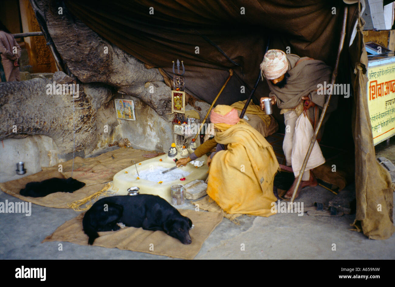 Haridwar India Hindu Shrine & Sadhus Travelling - In Tent Bearing ...
