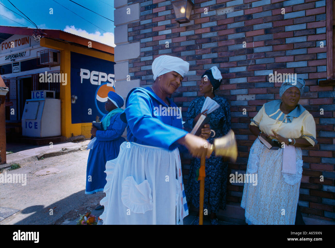 Scarborough Tobago Shouter Baptists Preaching & Ringing Bells On Street ...