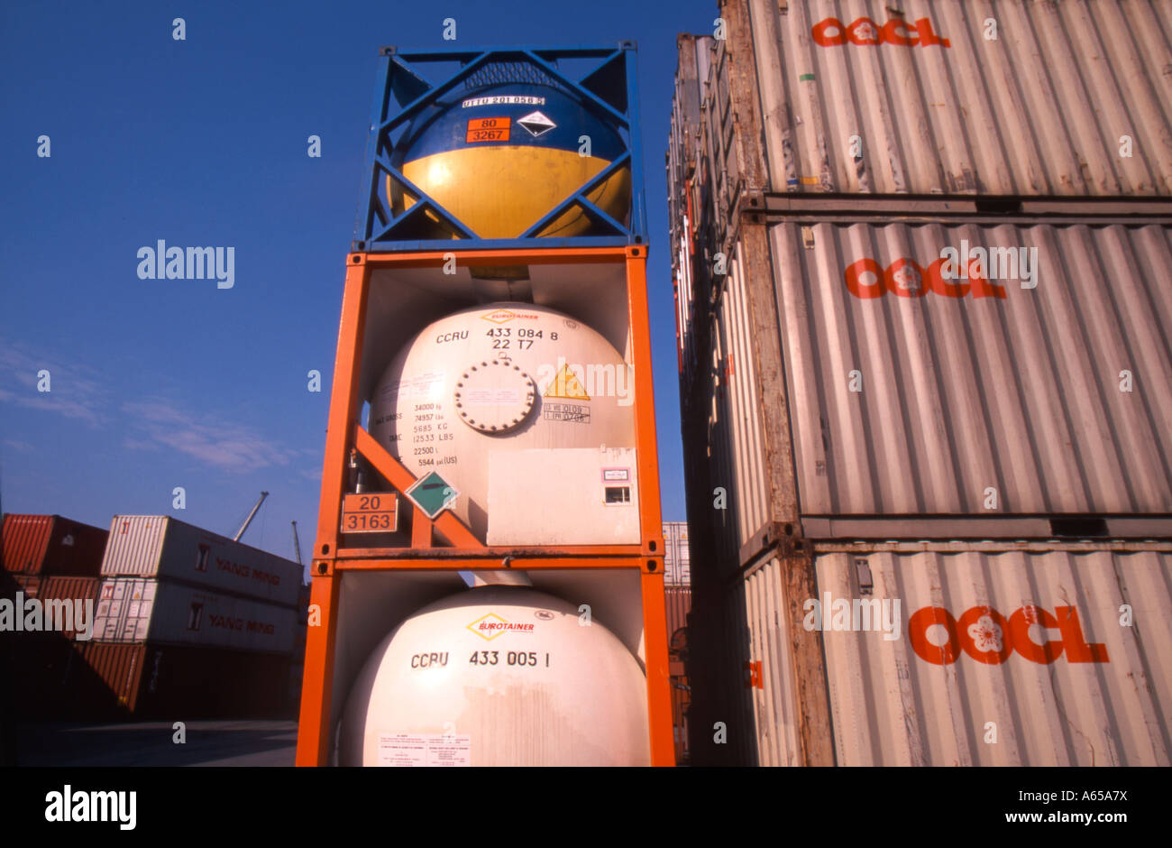 Stack of containers at freight terminal Istanbul Turkey Stock Photo - Alamy