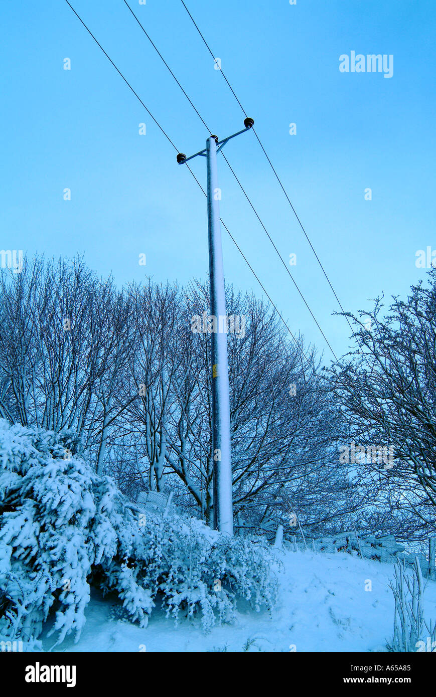 snow high voltage power lines Stock Photo - Alamy
