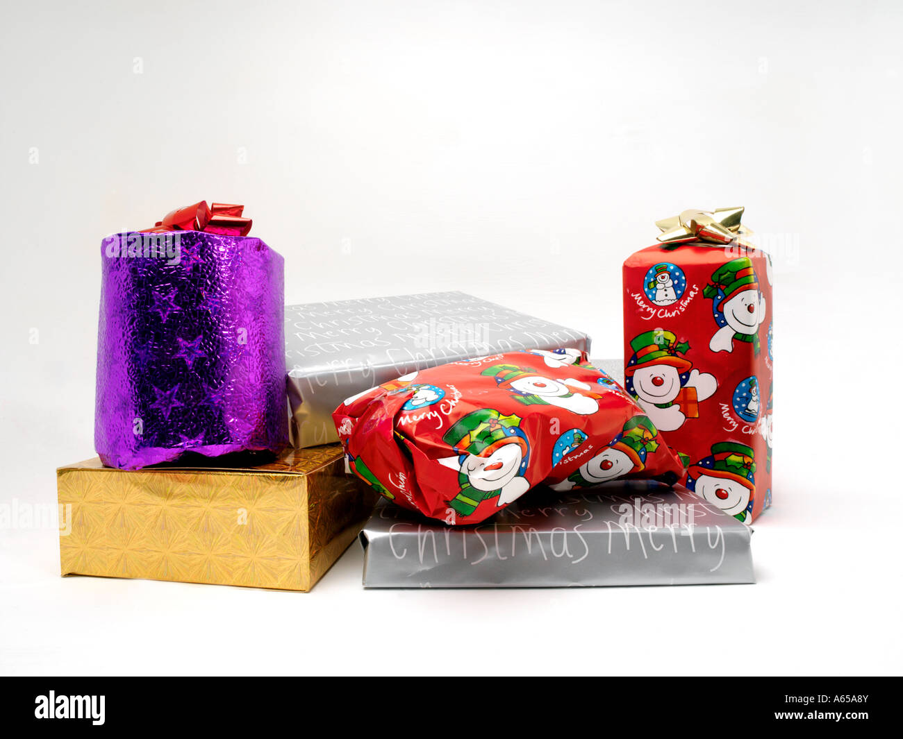 A Pile of Christmas Presents Stock Photo - Alamy