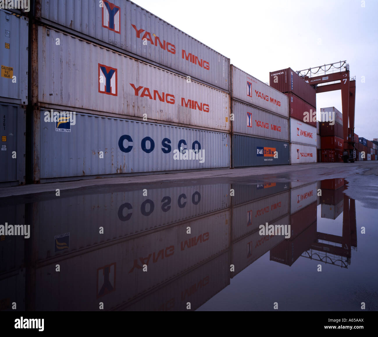 Stack of containers at freight terminal Istanbul Turkey Stock Photo - Alamy