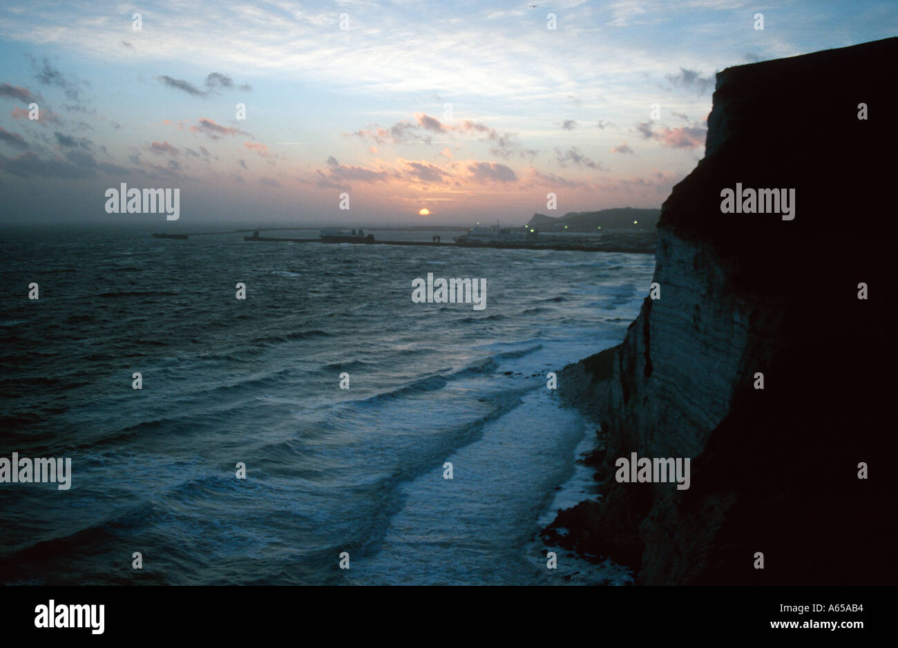 Dover Harbour in the evening light of midwinter Stock Photo - Alamy