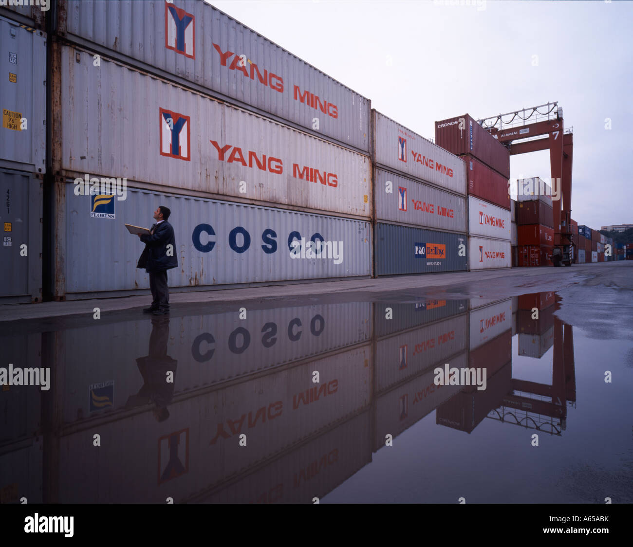 Stack of containers at freight terminal Istanbul Turkey Stock Photo - Alamy
