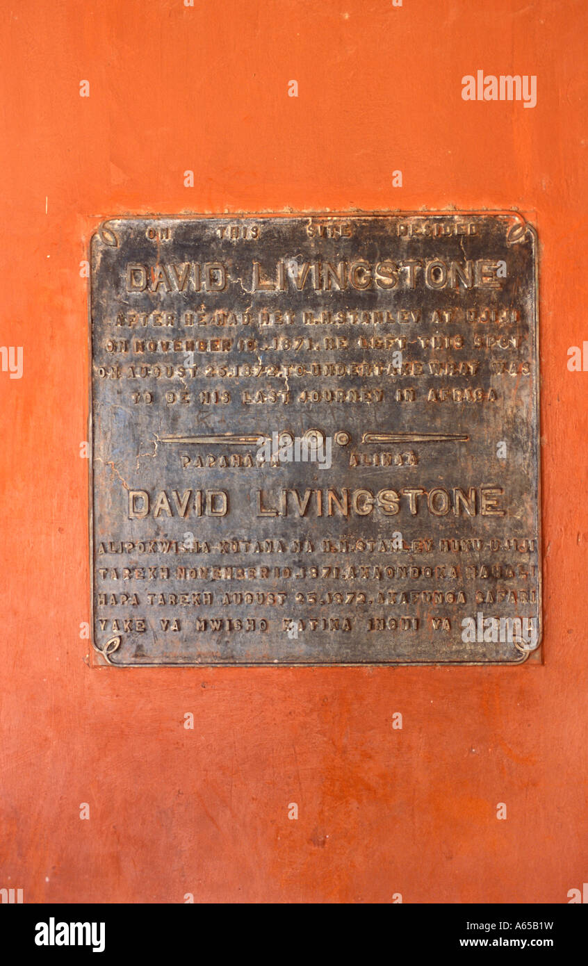 plaque on Livingstone's Tembe house, Tabora, Tanzania Stock Photo - Alamy