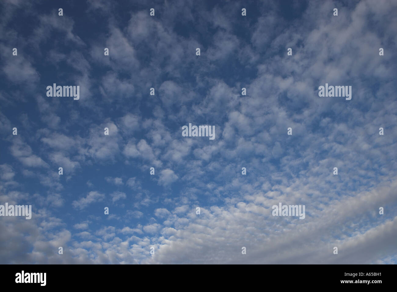 Blue Sky with White Scattered Clouds Stock Photo - Alamy