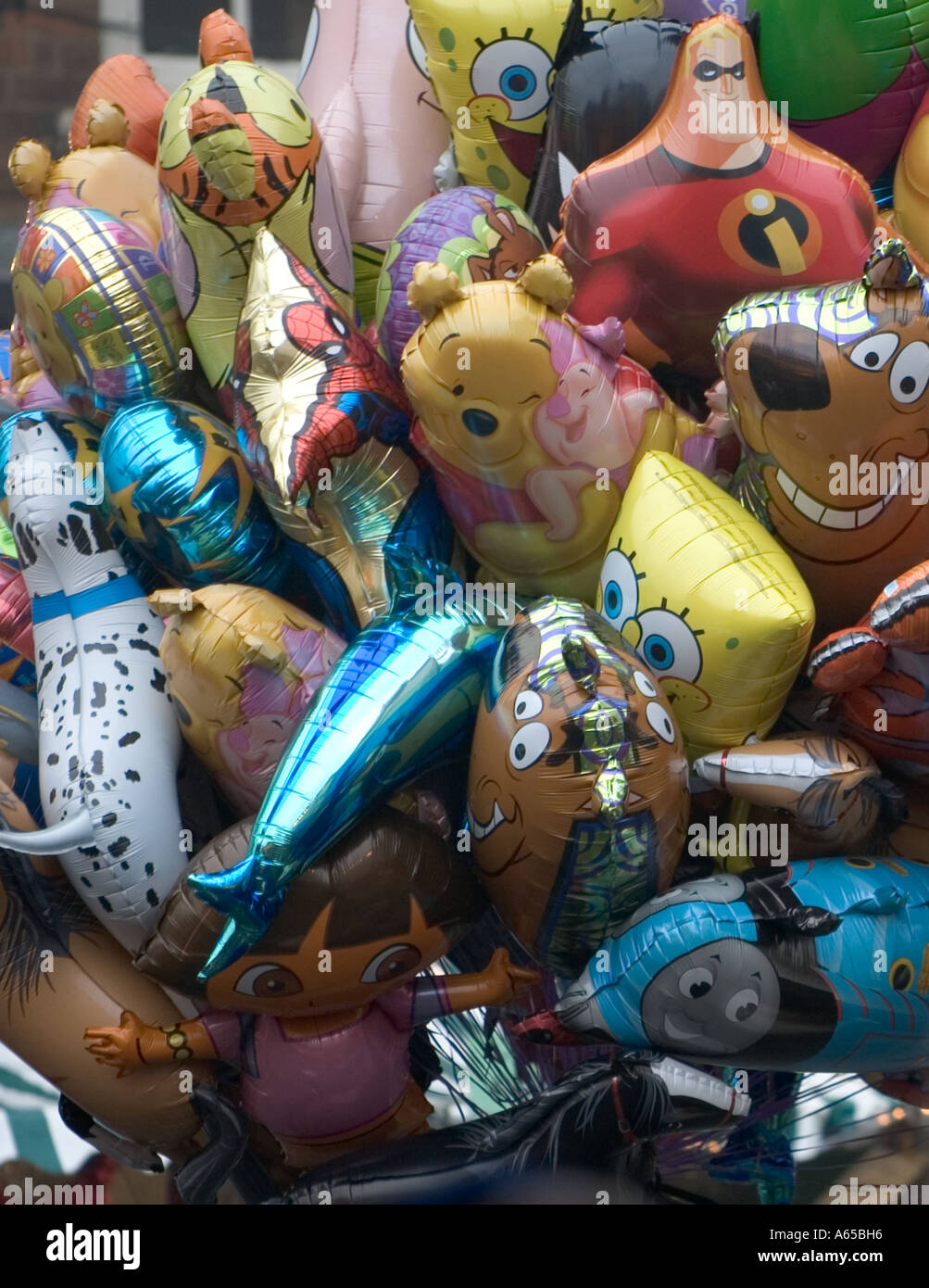 Balloons on sale at the Worcester Christmas Fair. Worcester England UK ...