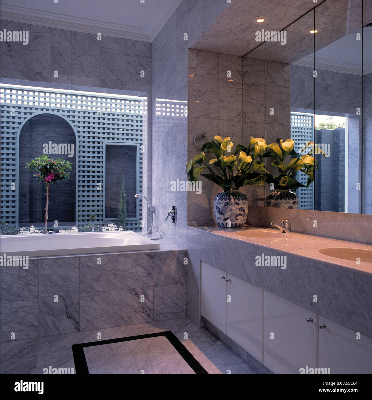 Marble finish bathroom Stock Photo - Alamy