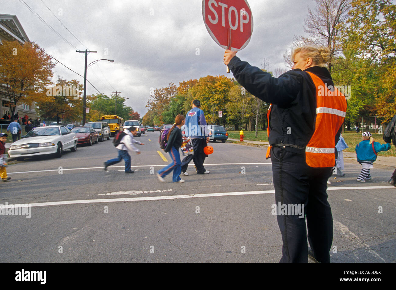 Detroit Michigan A woman working as a crossing guard outside Maybury ...