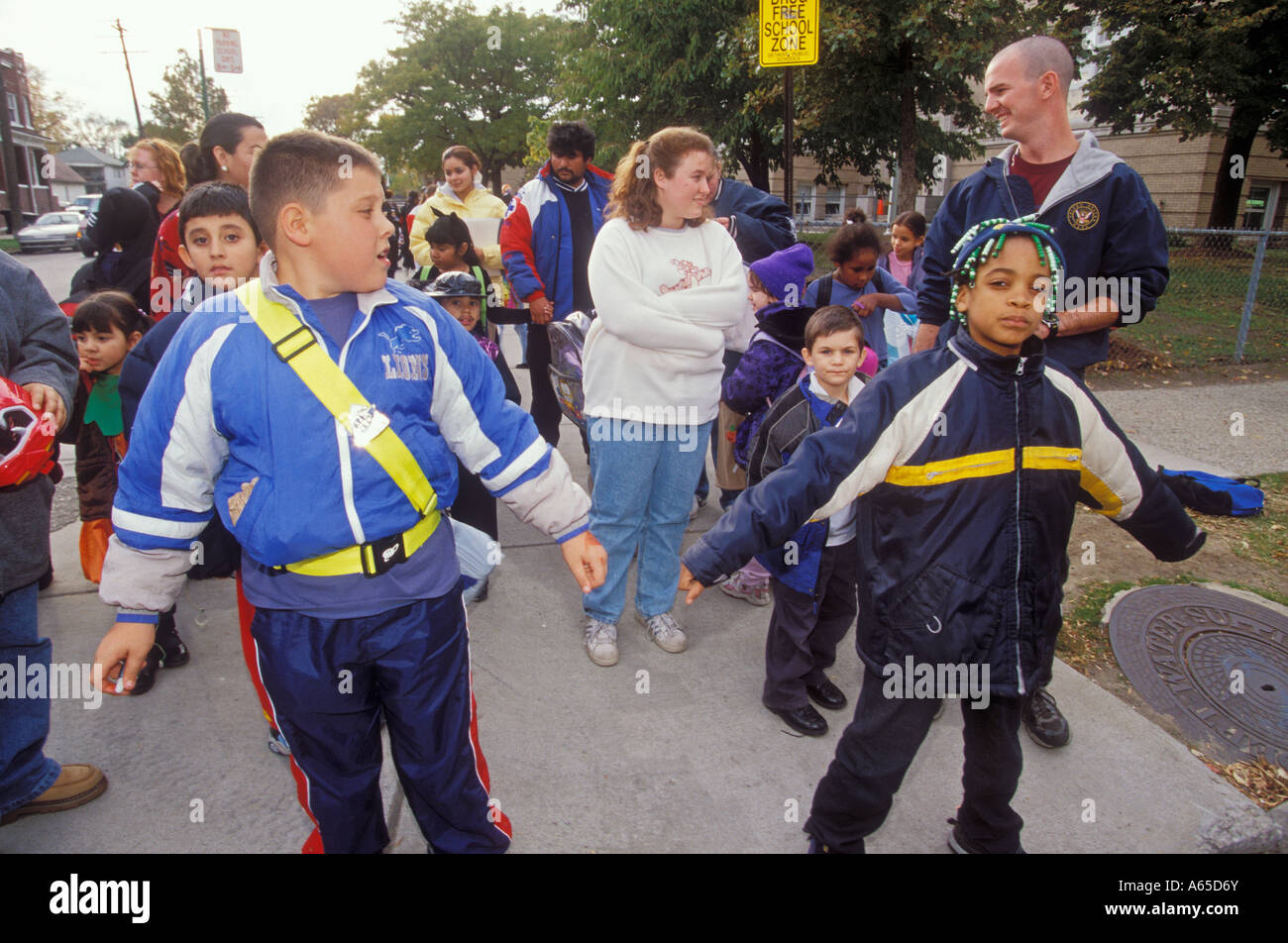 Detroit Michigan Children serving as crossing guards outside Maybury ...