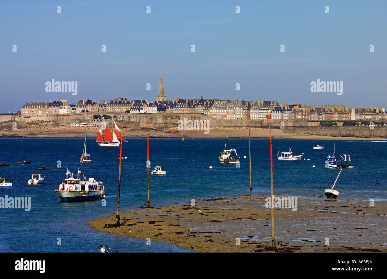 RANCE RIVER ESTUARY AND SAINT-MALO SKYLINE BRITTANY FRANCE Stock Photo ...