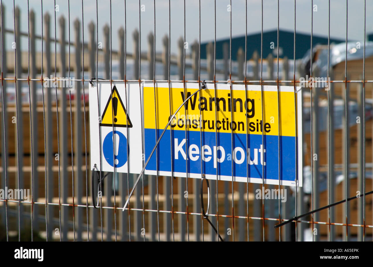 Keep out sign on fence at UK construction site at Shoreham-by-Sea, West ...